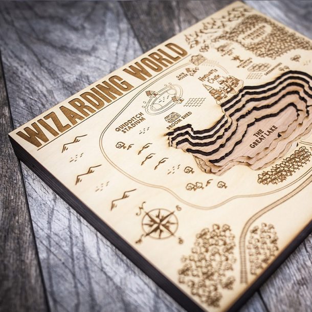 Harry Potter Wooden Map Wizarding World | 3D Multi-layer Fan Art