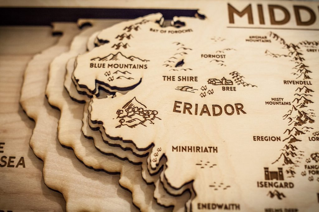Middle Earth - Lord of the Rings Wood Map | 3D Multi-layer Fan Art