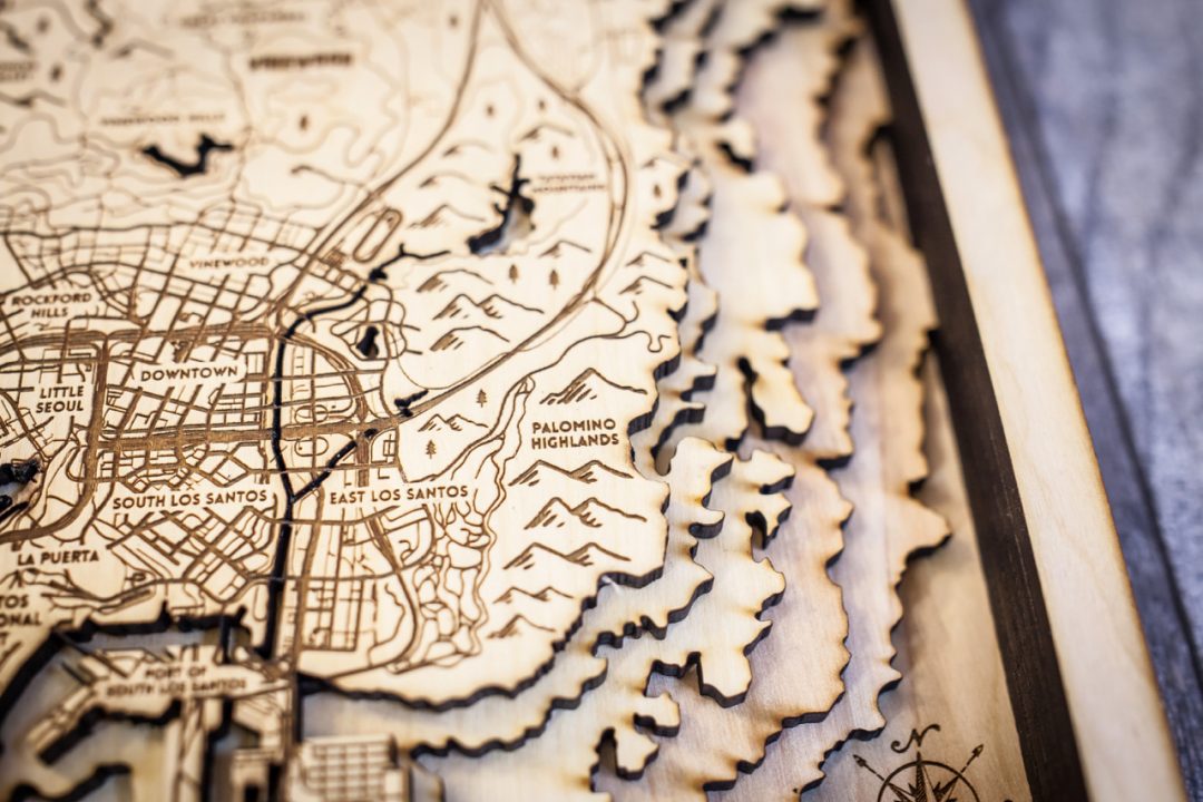 GTA Los Santos Game Wooden Map | GTA 3D Multi-layer Fan Art