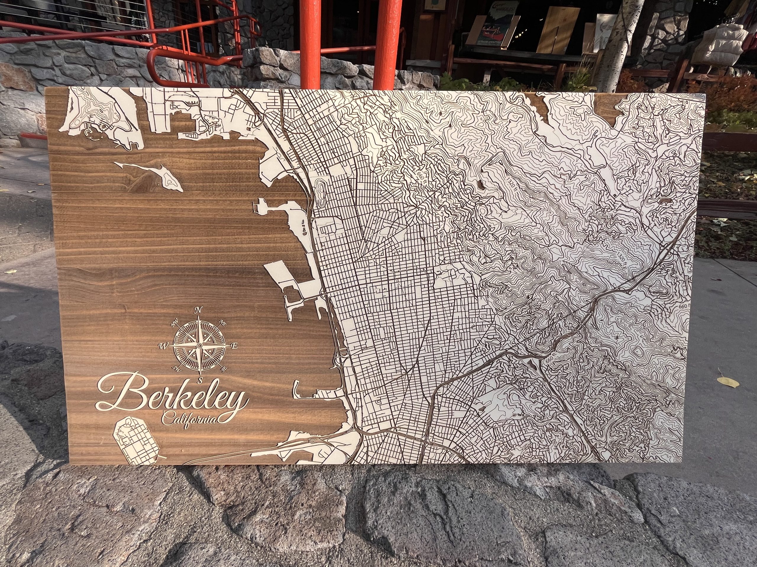 Berkeley, CA Wooden Map | Burnt Laser-Cut Wall Map