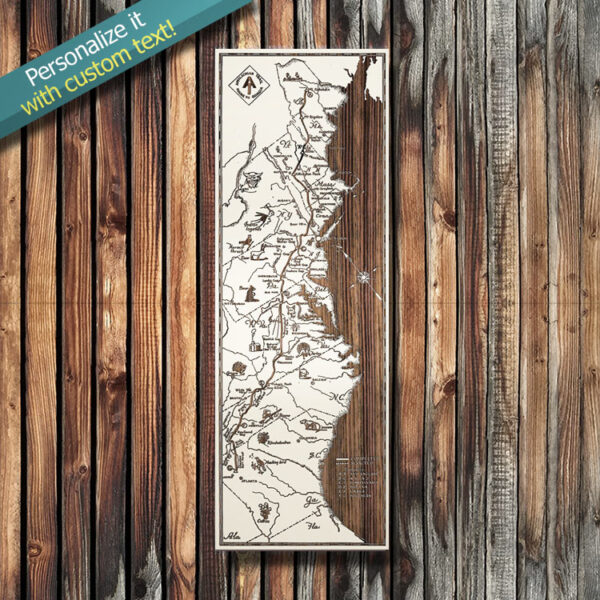 Appalachian Trail Wooden Map | Laser Engraved AT Hiking Wall Art
