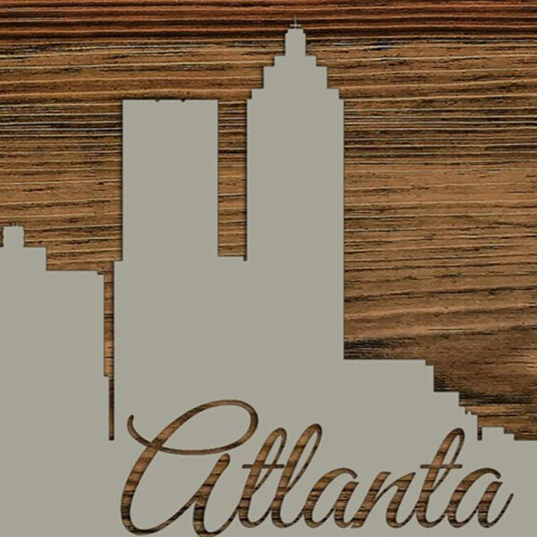 Wooden City of Atlanta, GA Skyline | Burnt Laser Engraved Wall Art