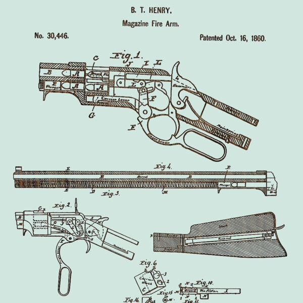 Henry Rifle Patent Art Wooden Sign | Laser Engraved Wall Art