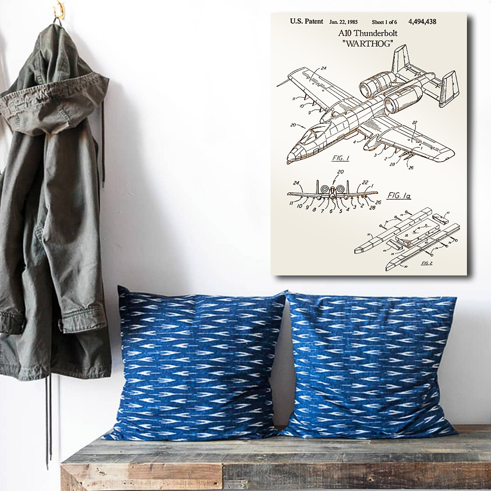 A10 Thunderbolt Jet Patent Art Wooden Sign | Laser Engraved Wall Art