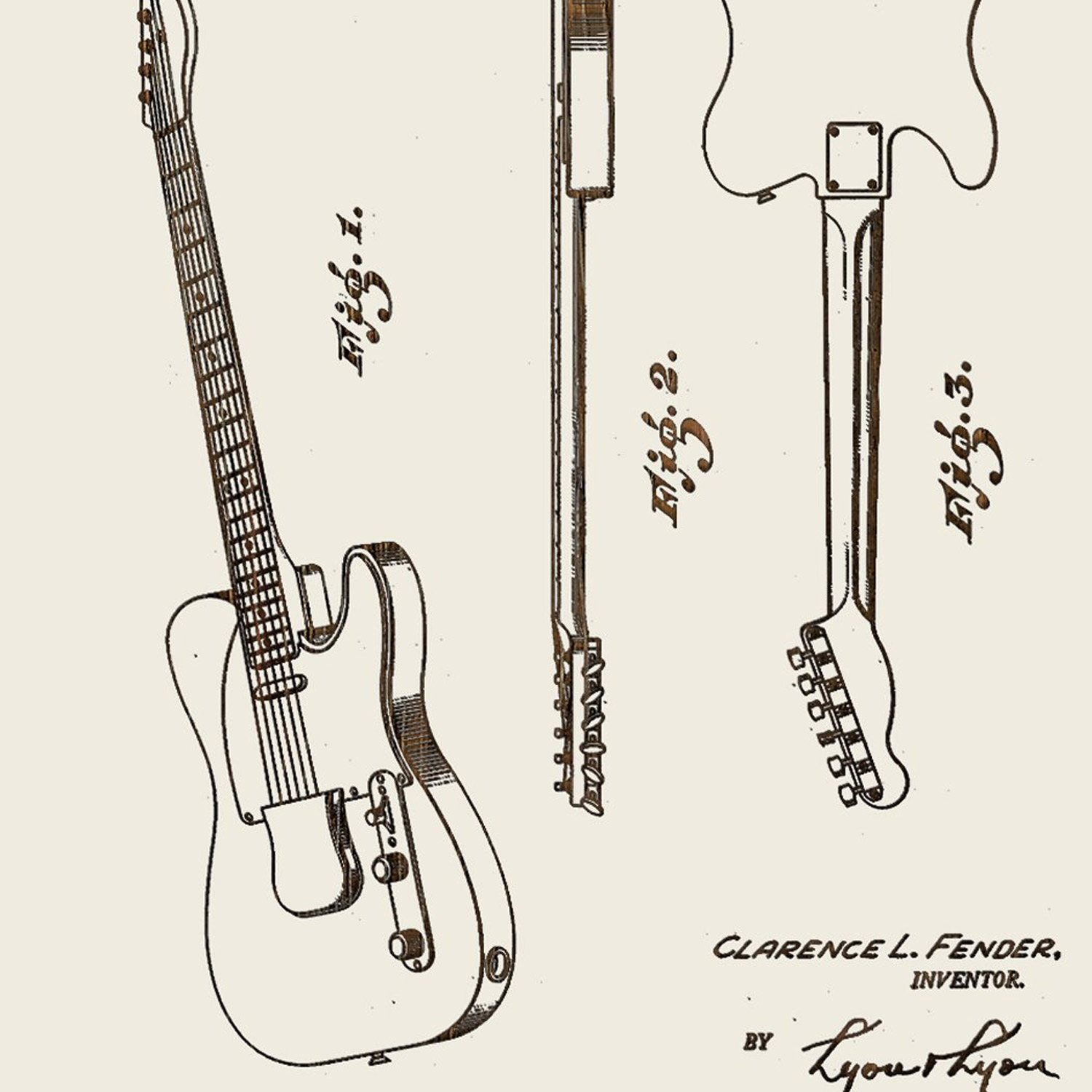 Fender Telecaster Guitar Patent Art Wooden Sign | Laser Engraved Wall Art