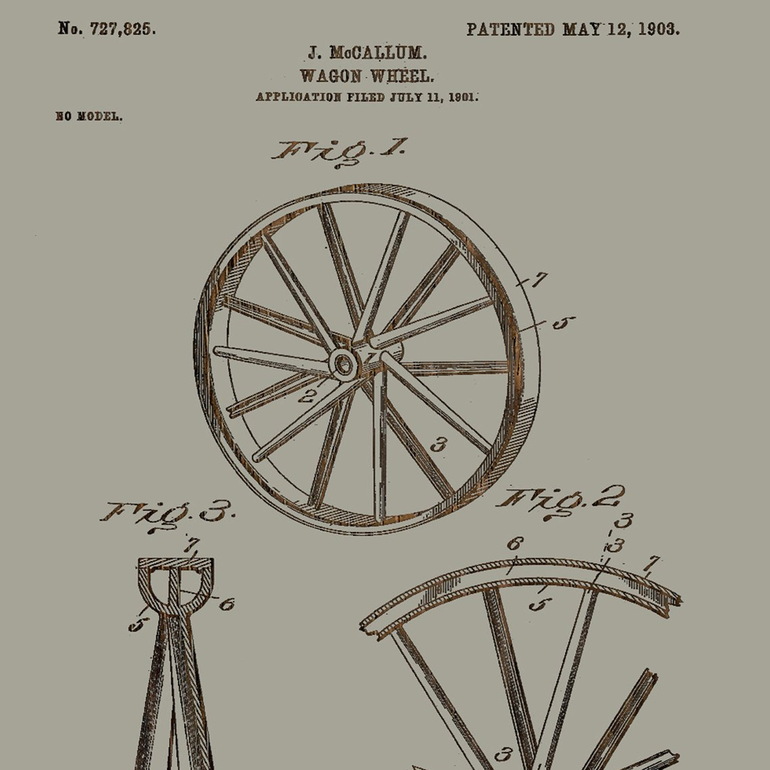 Wagon Wheel Patent Art Wooden Sign | Laser Engraved Wall Art
