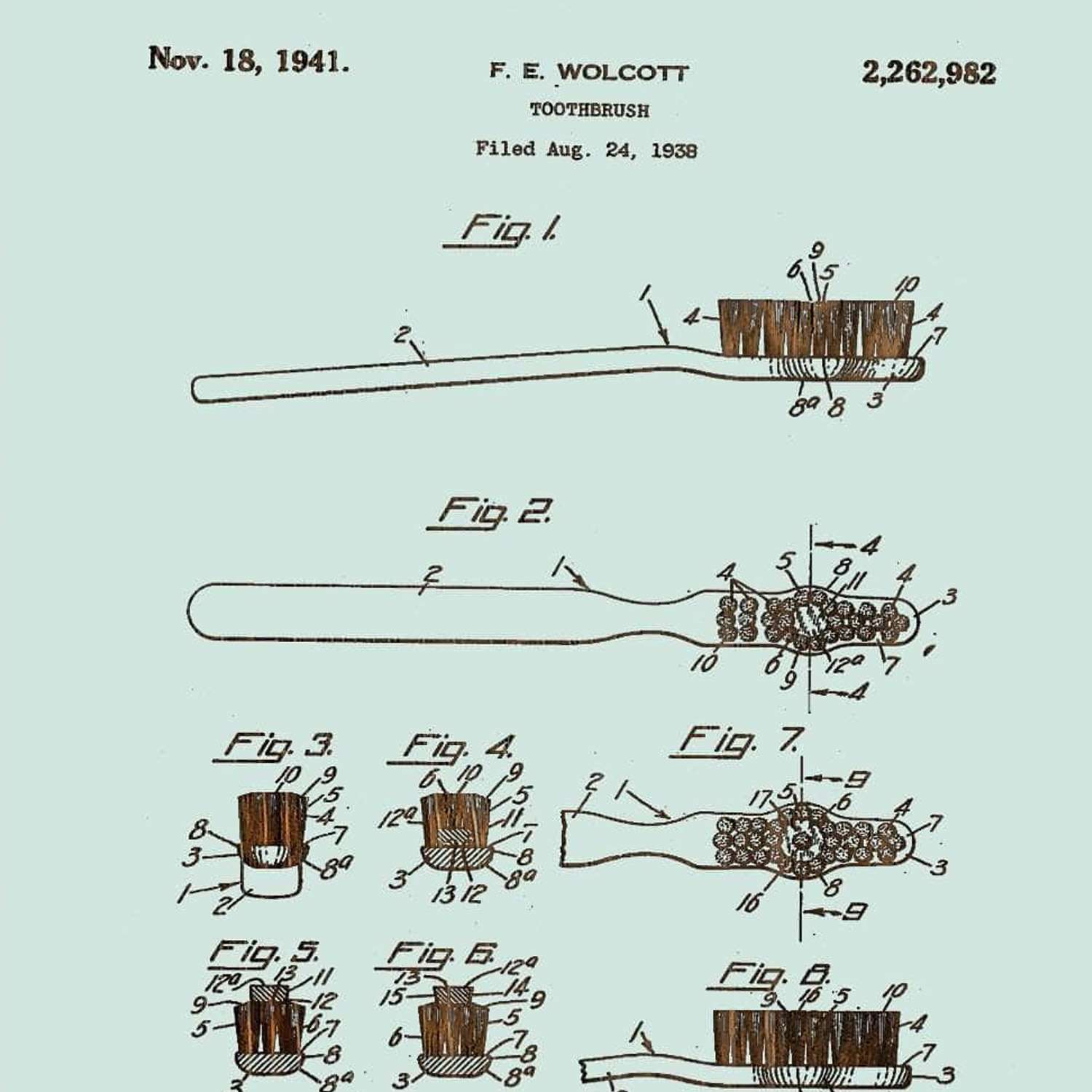 Toothbrush Patent Art Wooden Sign | Laser Engraved Wall Art