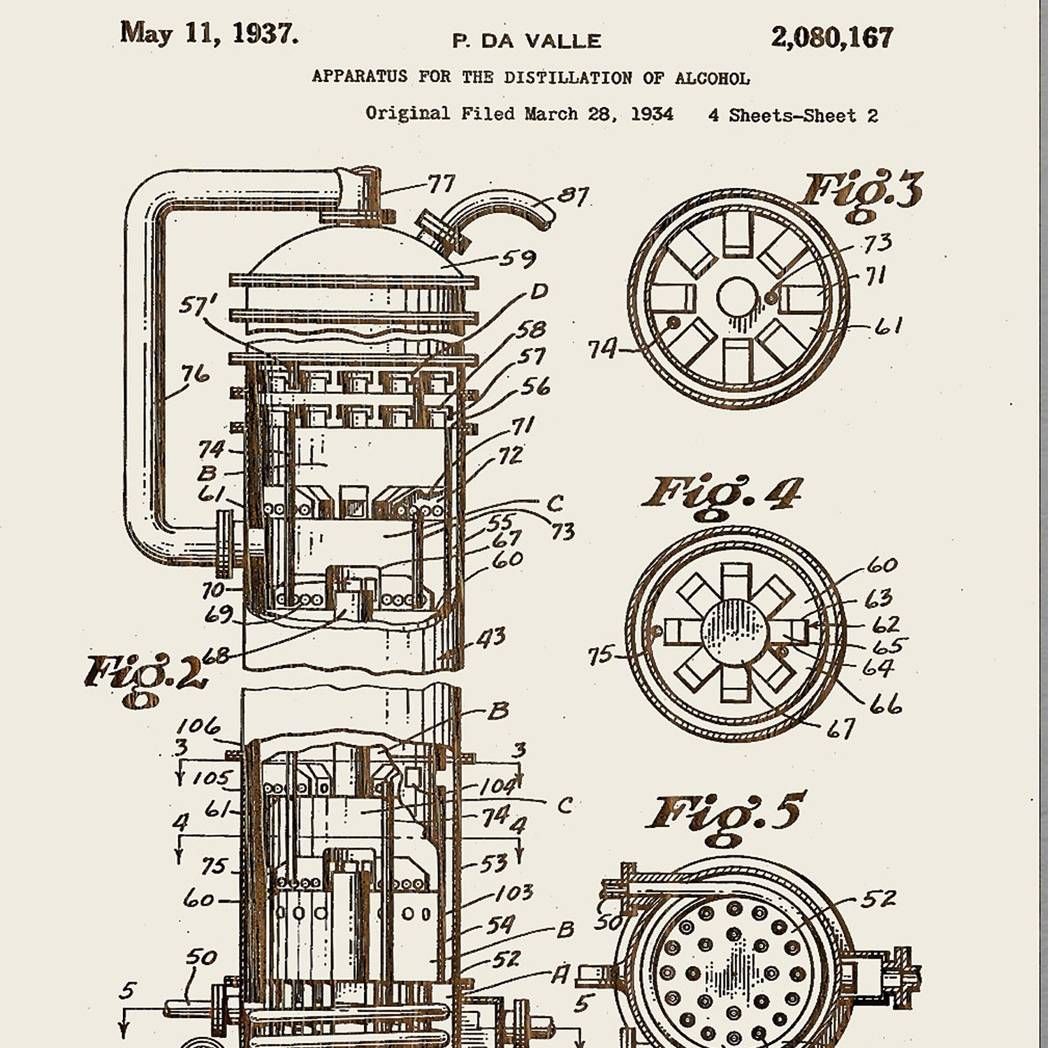 Alcohol Distiller Patent Art Wooden Sign | Laser Engraved Wall Art