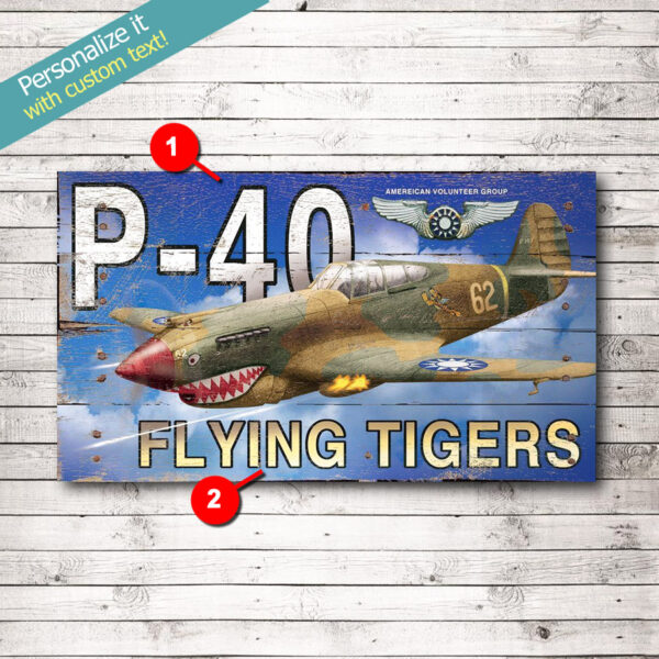 Vintage P-40 Warhawk Sign | Personalized Airplane Decor | Aviation Art ...