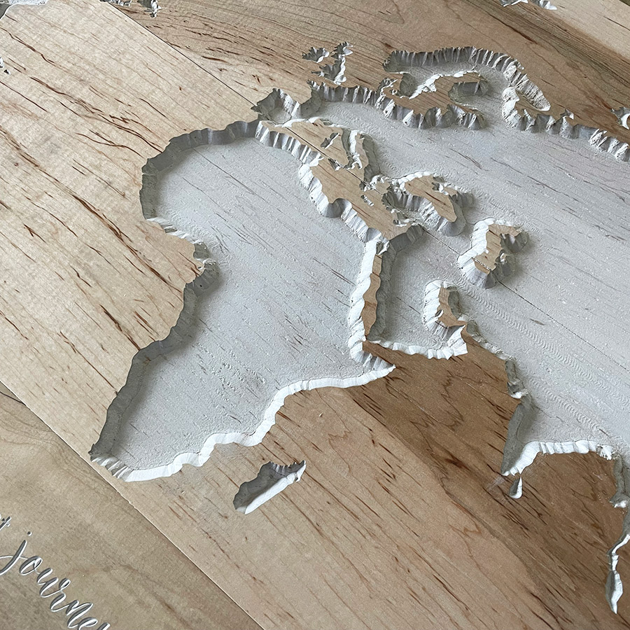 Carved Wooden World Map | Custom Live Edge World Map