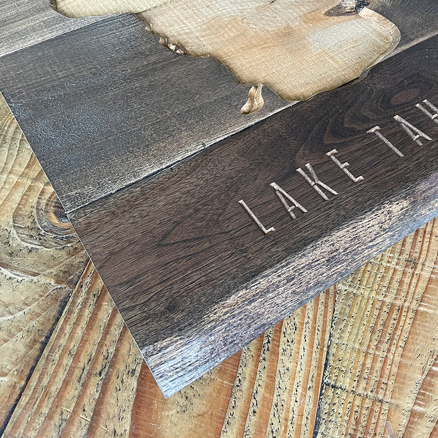 Lake Tahoe Carved Wood Sign | Lake Tahoe Carved in Wood