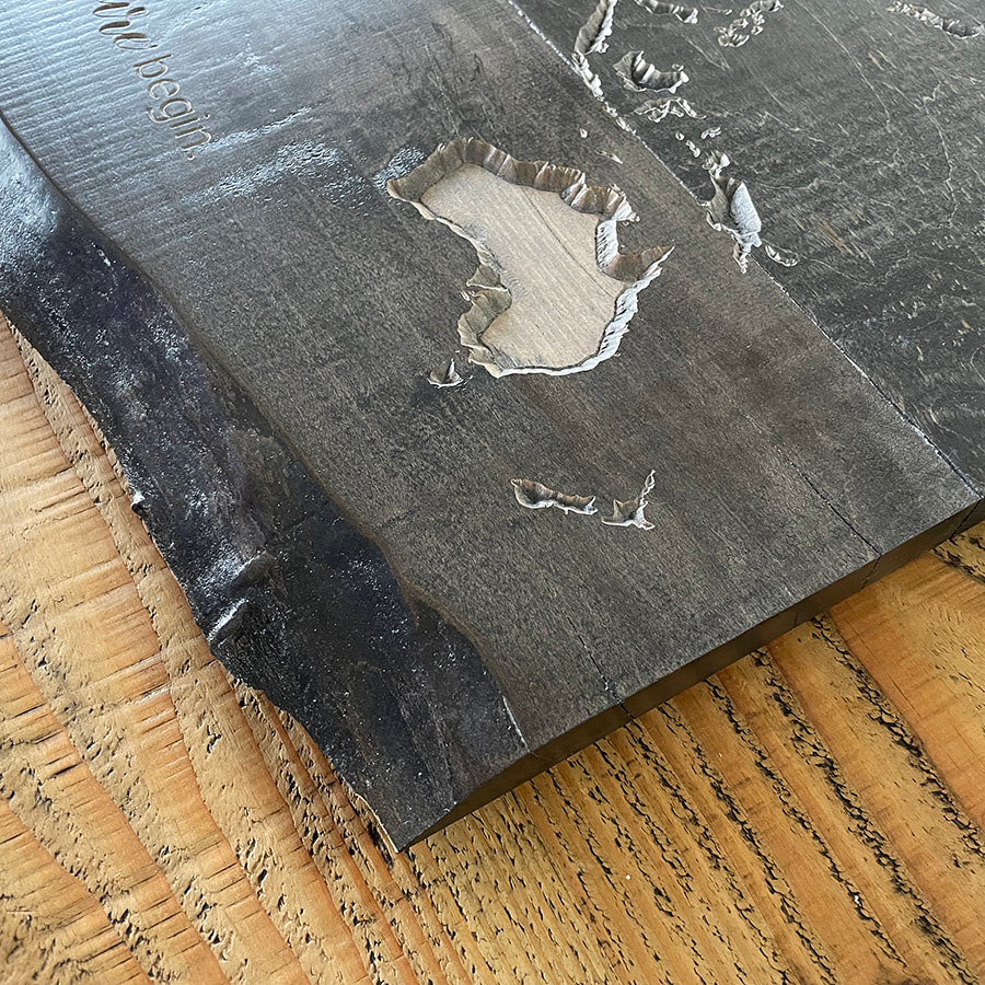 Wood Carved World Map | Custom Live Edge Wooden Map