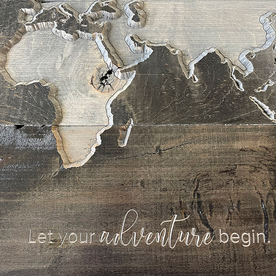 Wood Carved World Map | Custom Live Edge Wooden Map