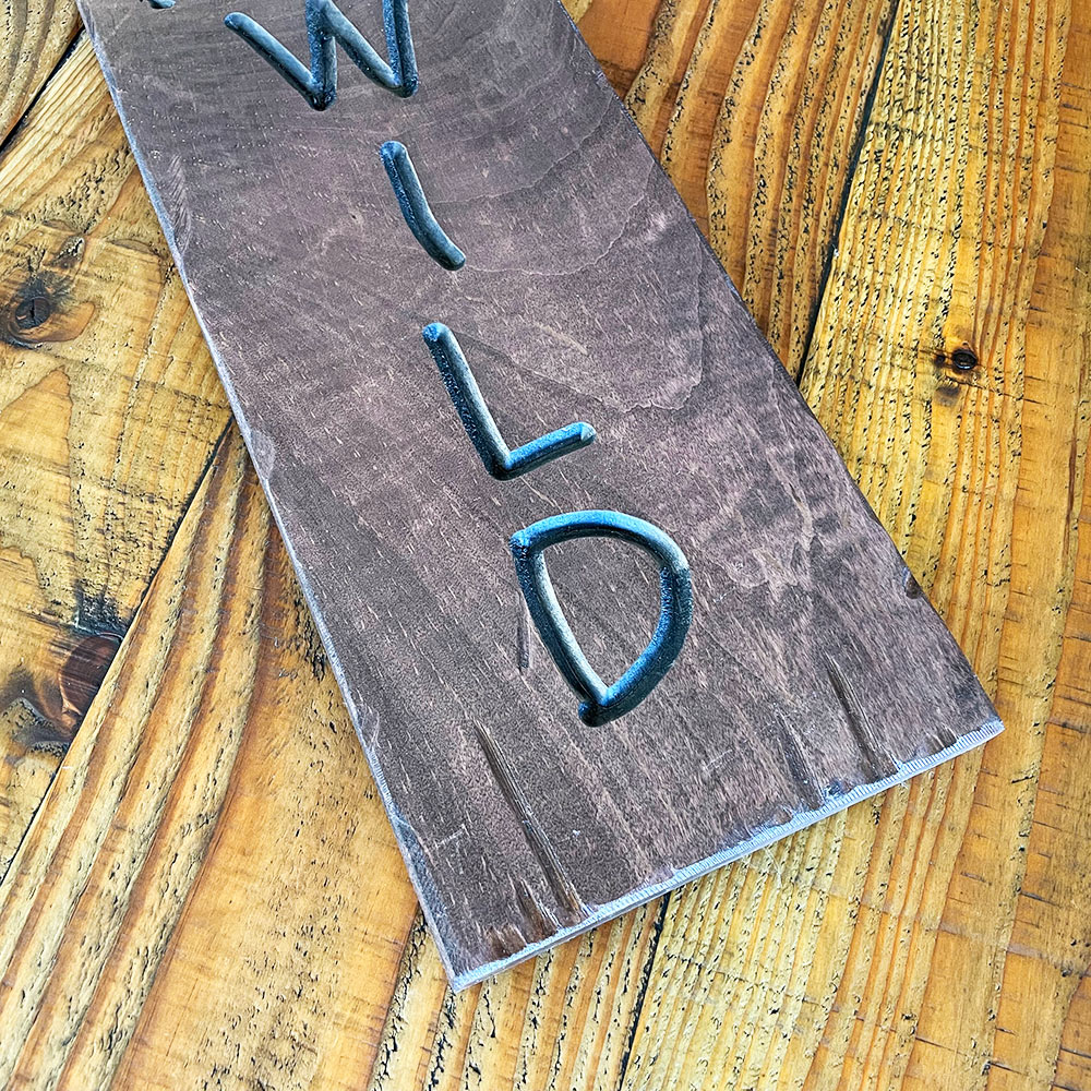 Custom Wood Carved Welcome Sign | Moose Art "Stay Wild" 7" x 36"