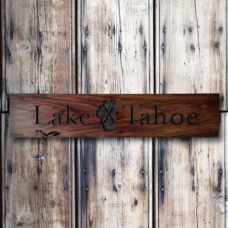 Custom Lake Tahoe Wood Carved Welcome Sign | Tahoe Paddles 7" x 36"