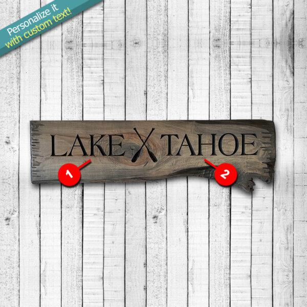 Custom Lake Tahoe Wood Carved Sign | Tahoe Paddles 7" x 36"