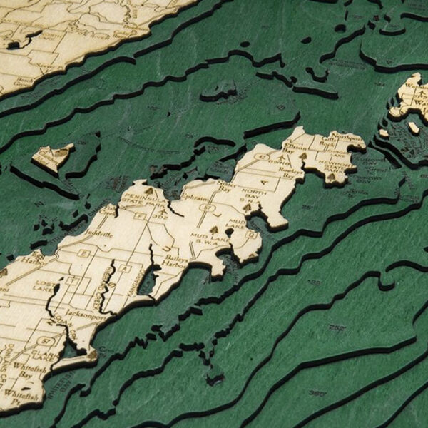 Door County Map, Green Bay Lake Michigan - 3D Wood Map, Wall Art 24.5 ...