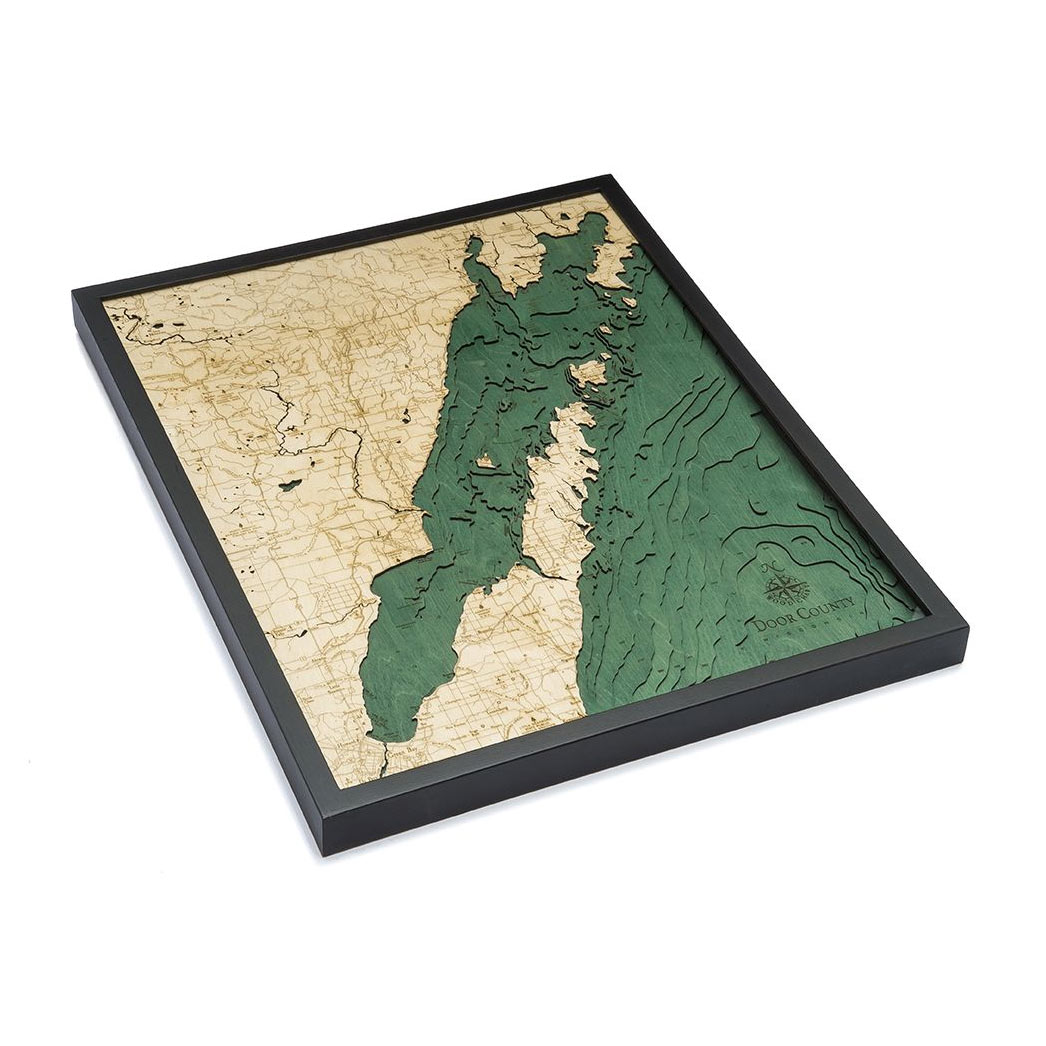 Door County Map, Green Bay Lake Michigan - 3D Wood Map, Wall Art 24.5 ...