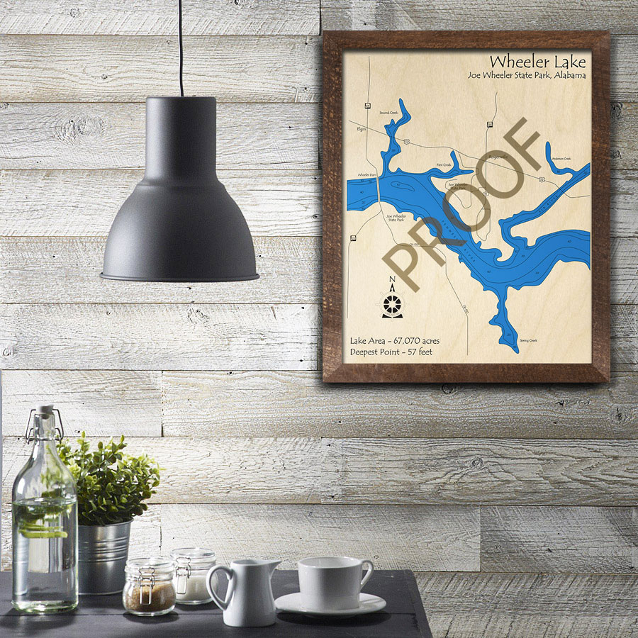 Wheeler Lake - Joe Wheeler State Park 3D Wood Map, Alabama Nautical ...