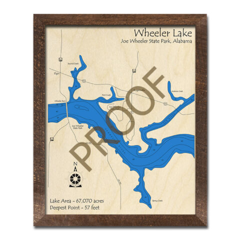 Wheeler Lake - Joe Wheeler State Park 3D Wood Map, Alabama Nautical ...