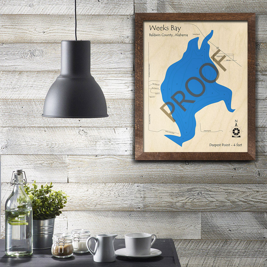 Weeks Bay Wood Map | Mobile Bay Alabama 3D Nautical Chart