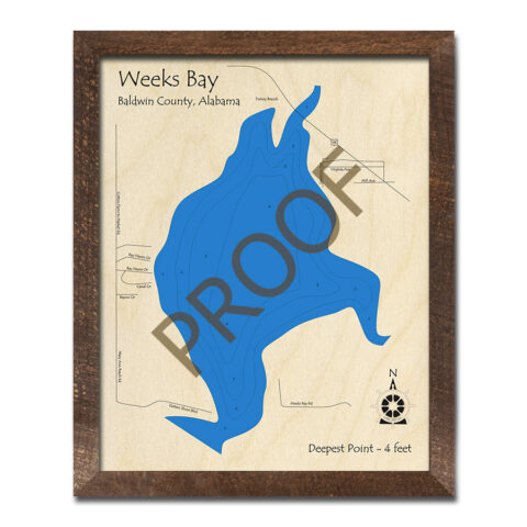 Weeks Bay Wood Map | Mobile Bay Alabama 3D Nautical Chart