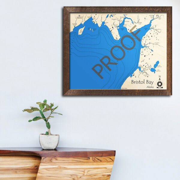 Bristol Bay - Bering Sea, Alaska 3D Wood Map, Nautical Wood Chart
