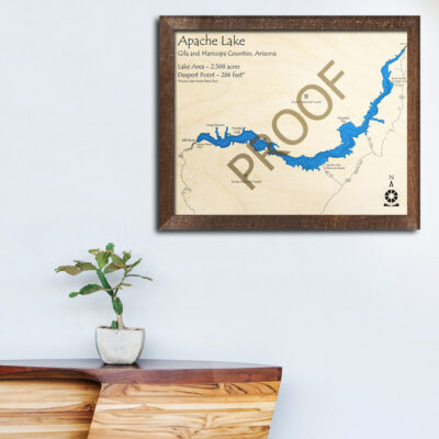 Woods Canyon Lake 3D Wood Map, Arizona, Nautical Wood Chart