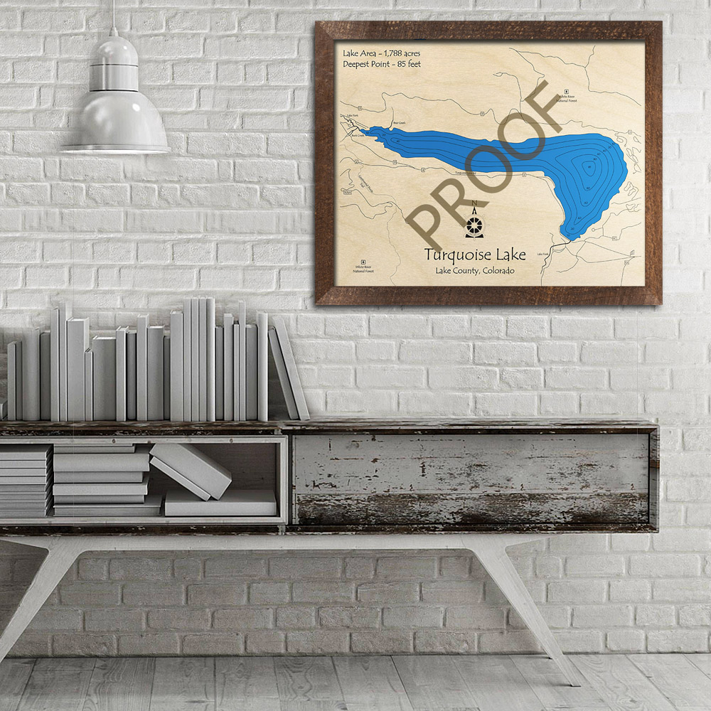 Turquoise Lake CO 3D Wood Map, Colorado, Nautical Wood Chart
