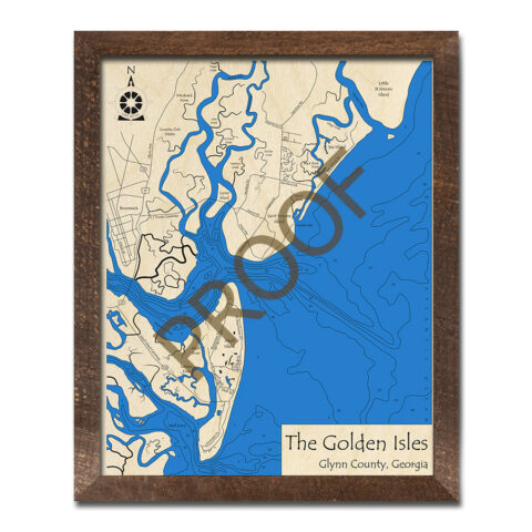 The Golden Isles, St Simons Island, Jekyll Island 3D Wood Map, Georgia