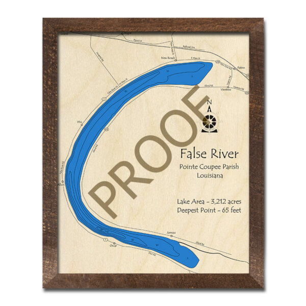False River, Louisiana, Laser-Cut Nautical Wood Chart