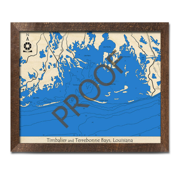 Timbalier Bay - Terrebonne Bay 3D Wood Map, Louisiana, Laser-Cut ...