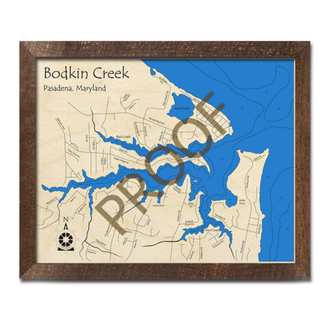 Bodkin Creek - Chesapeake Bay 3D Wood Map, Maryland, Laser-Cut Nautical ...