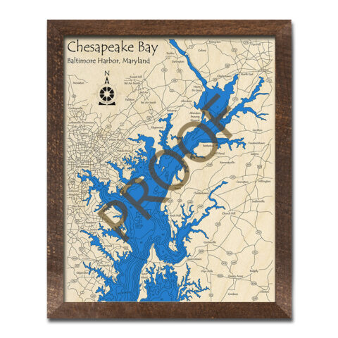 Baltimore Harbor Region - Chesapeake Bay 3D Wood Map, Maryland, Laser ...