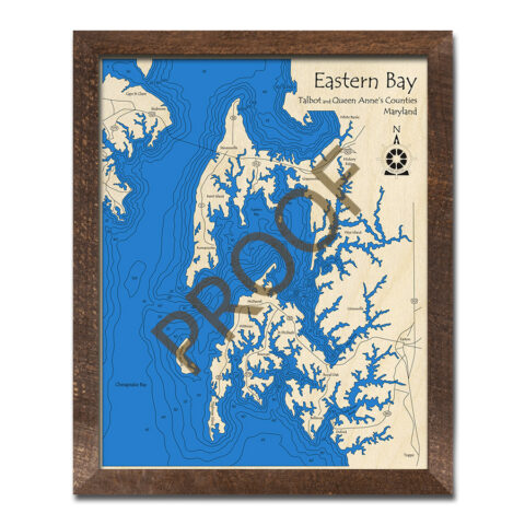 Eastern Bay - Chesapeake Bay 3D Wood Map, Maryland, Laser-Cut Nautical ...