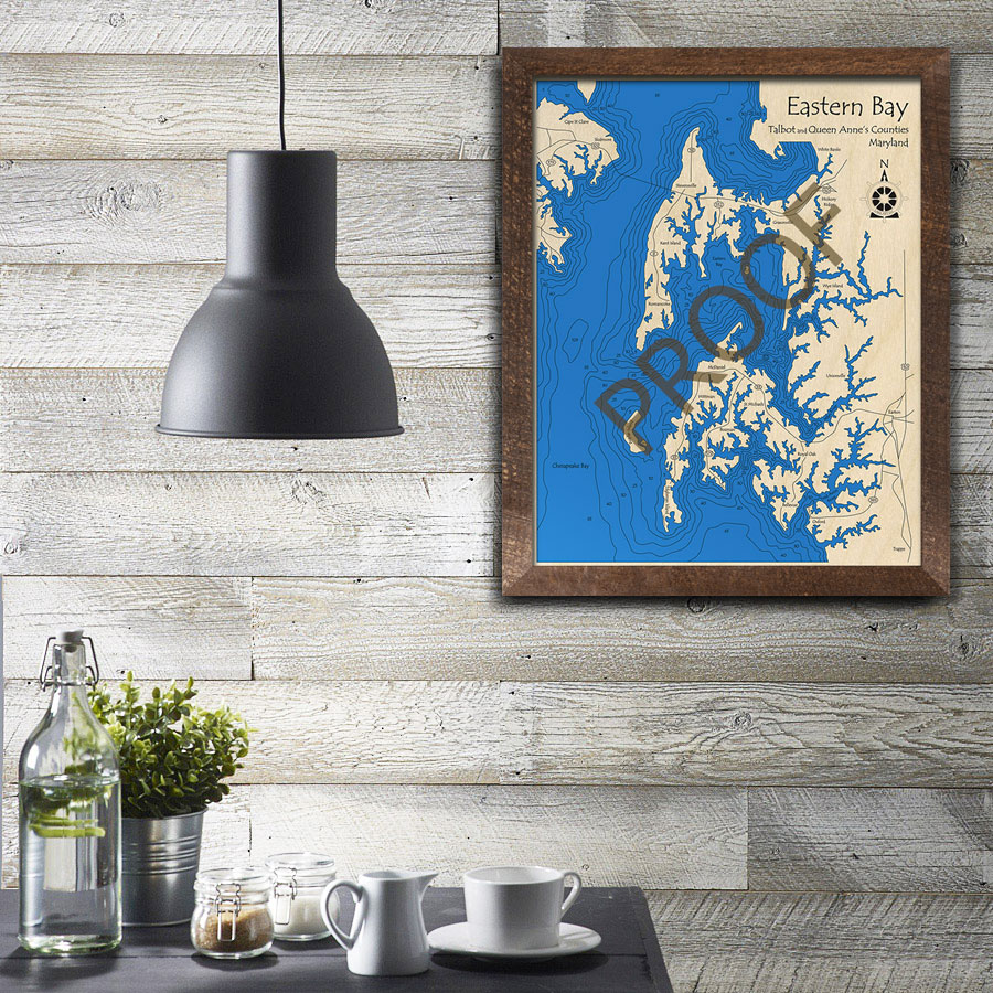 Eastern Bay - Chesapeake Bay 3D Wood Map, Maryland, Laser-Cut Nautical ...