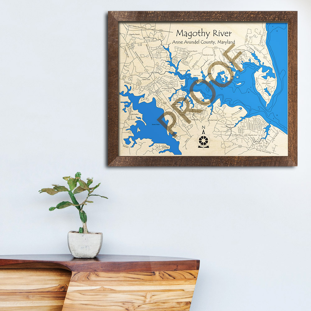 Magothy River (at Severna Park) 3D Wood Map, Maryland, Laser-Cut ...
