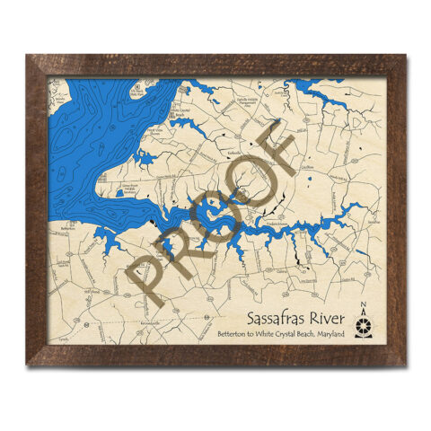 Sassafras River - Chesapeake Bay 3D Wood Map, Maryland, Laser-Cut ...