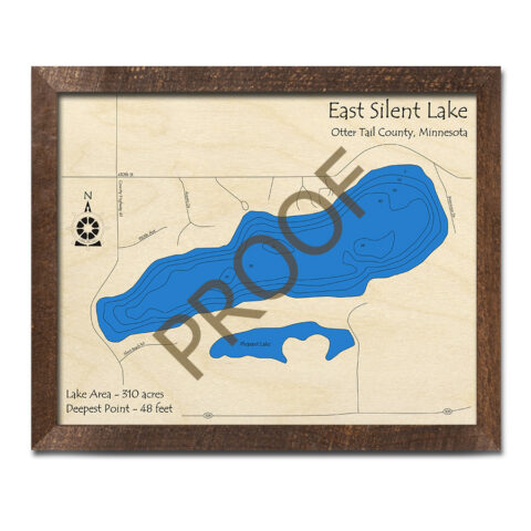 East Silent Lake 3D Wood Map, Otter Tail County Minnesota, Nautical ...