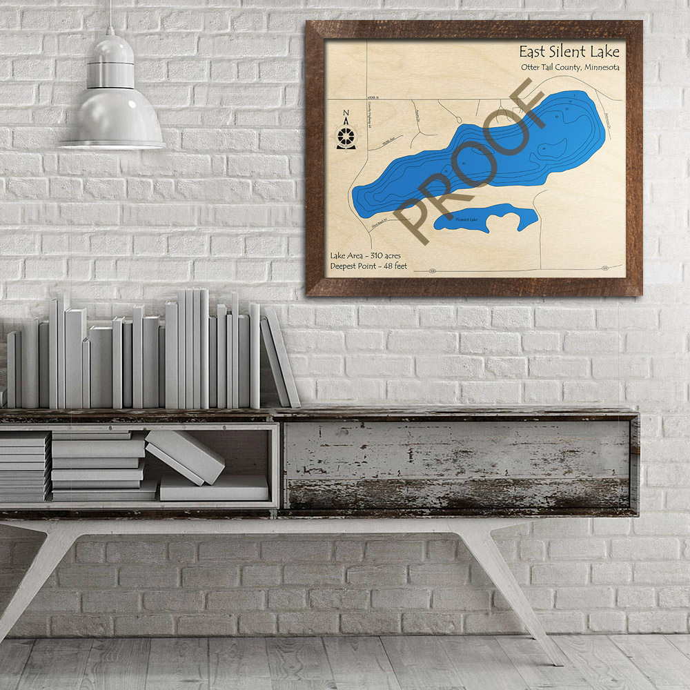 East Silent Lake 3D Wood Map, Otter Tail County Minnesota, Nautical ...