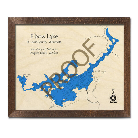 Elbow Lake 3D Wood Map, St Louis County Minnesota, Nautical Wood Chart