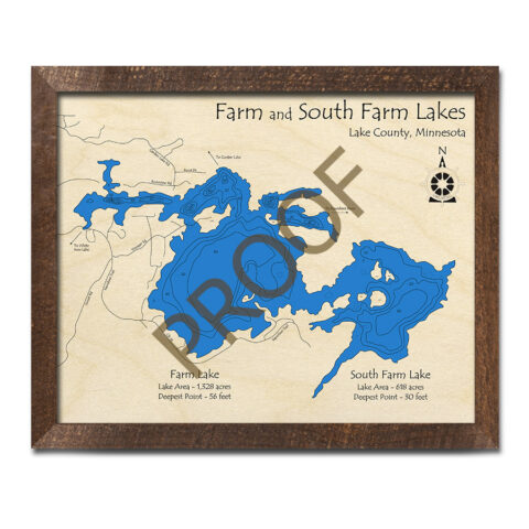 Farm Lake - South Farm Lake 3D Wood Map, Lake County Minnesota ...