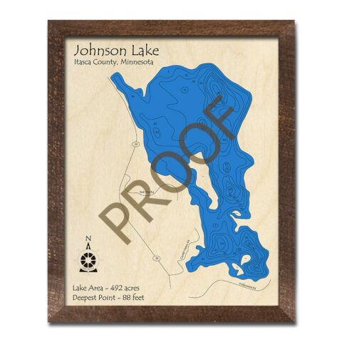 Johnson Lake (near Marcell) 3D Wood Map, Itasca County Minnesota ...