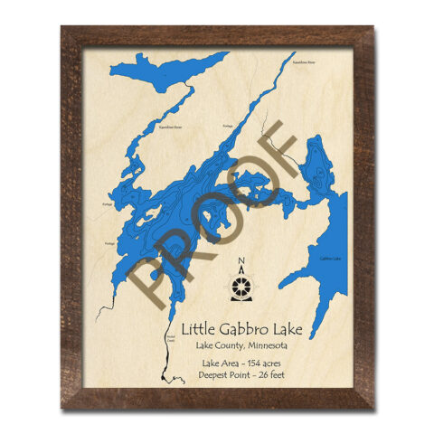 Little Gabbro Lake 3D Wood Map, Lake County Minnesota, Nautical Wood Chart