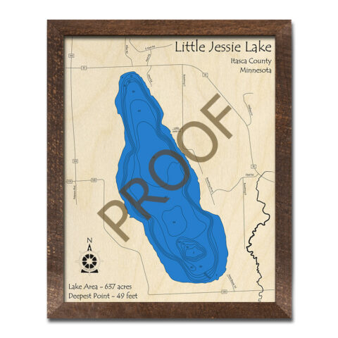 Little Jessie Lake 3D Wood Map, Itasca County Minnesota, Nautical Wood ...