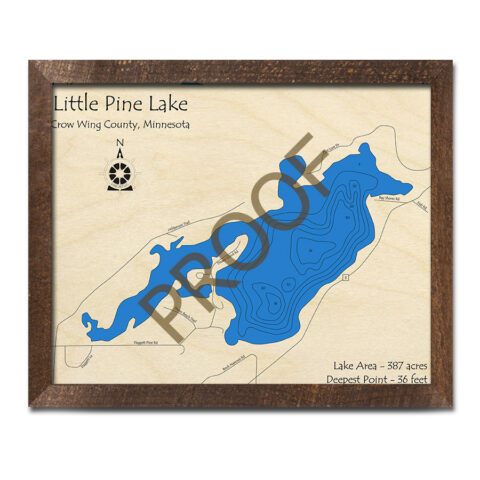 Little Pine Lake 3D Wood Map, Crow Wing County Minnesota, Nautical Wood ...