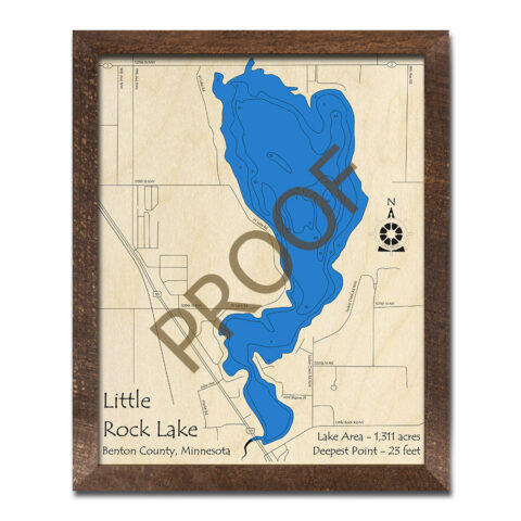 Little Rock Lake 3D Wood Map, Benton County Minnesota, Nautical Wood Chart