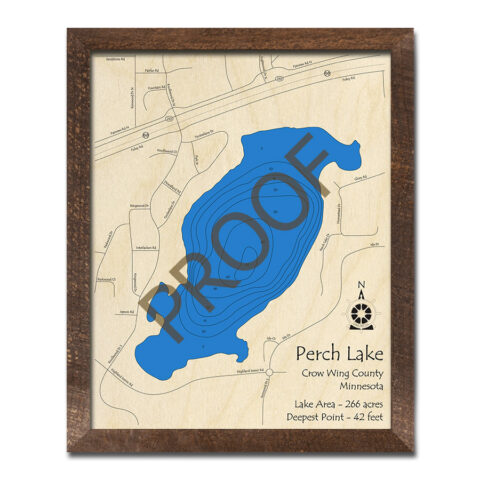 Perch Lake 3D Wood Map, Crow Wing County Minnesota, Nautical Wood Chart
