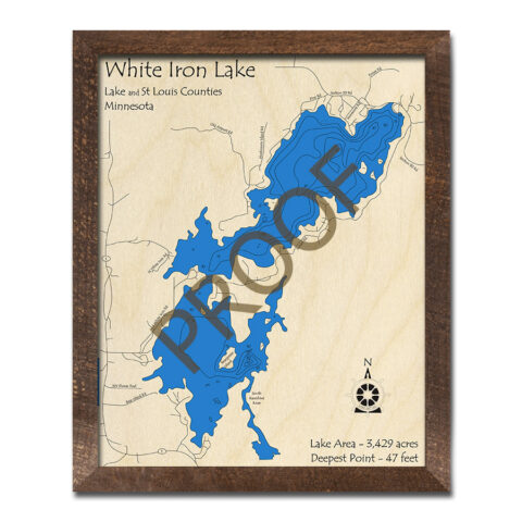 White Iron Lake 3D Wood Map, Lake / St Louis County Minnesota, Nautical ...