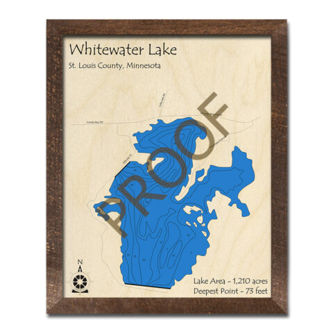 Whitewater Lake 3D Wood Map, St Louis County Minnesota, Nautical Wood ...